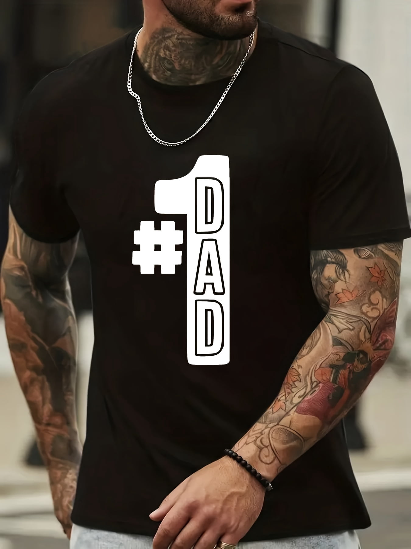 1 Dad” Novel Graphic Design Casual Comfy Short Sleeve Crew Neck T-Shirt ...
