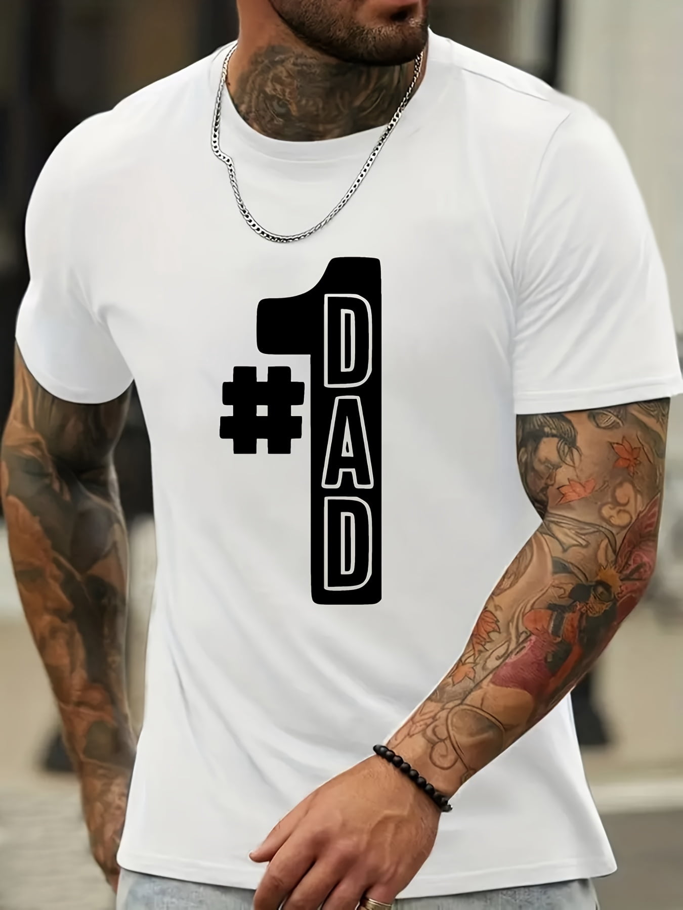 1 Dad” Novel Graphic Design Casual Comfy Short Sleeve Crew Neck T-Shirt ...