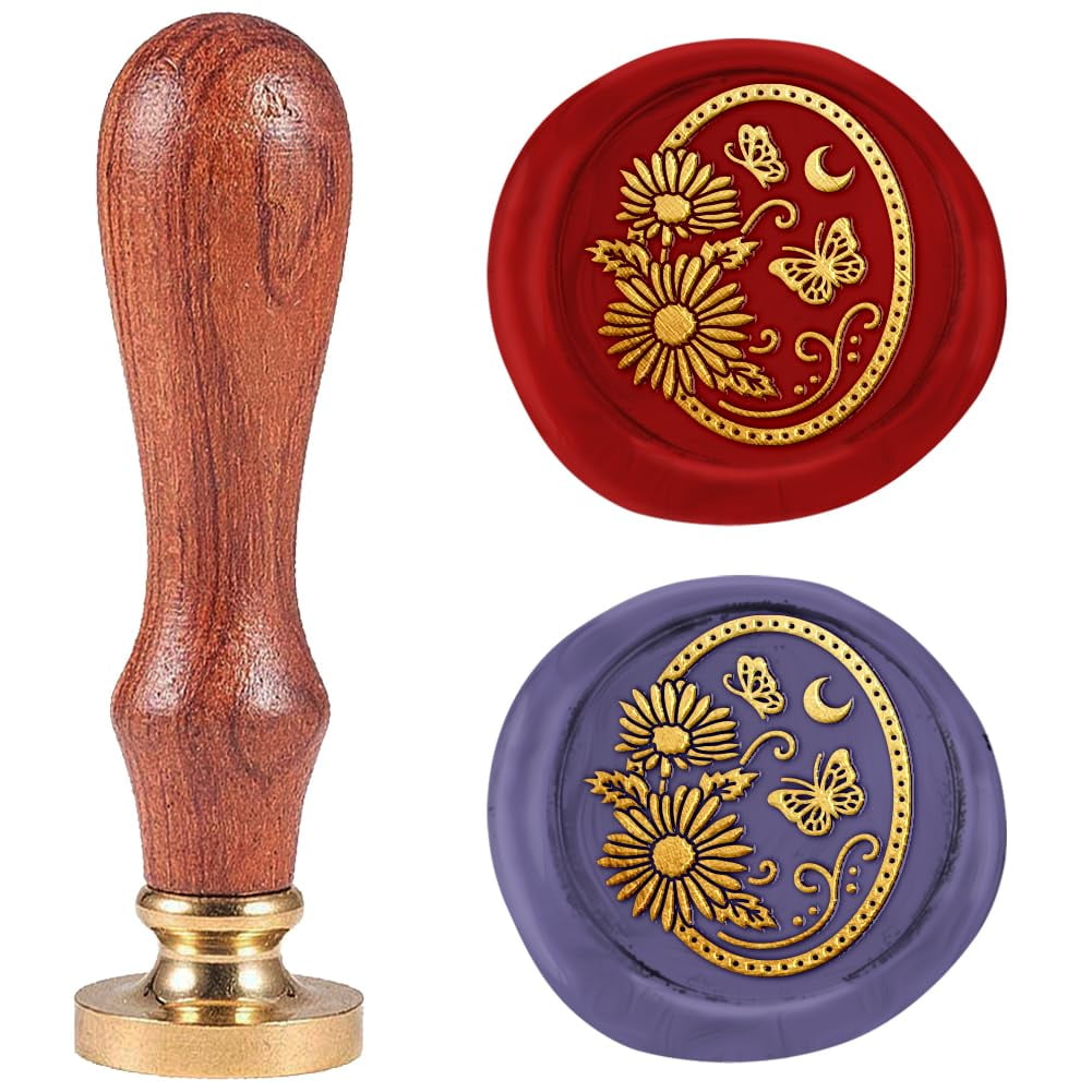 1" Daisy Butterfly Wax Seal Stamp Retro Sealing Stamps Removable Brass ...