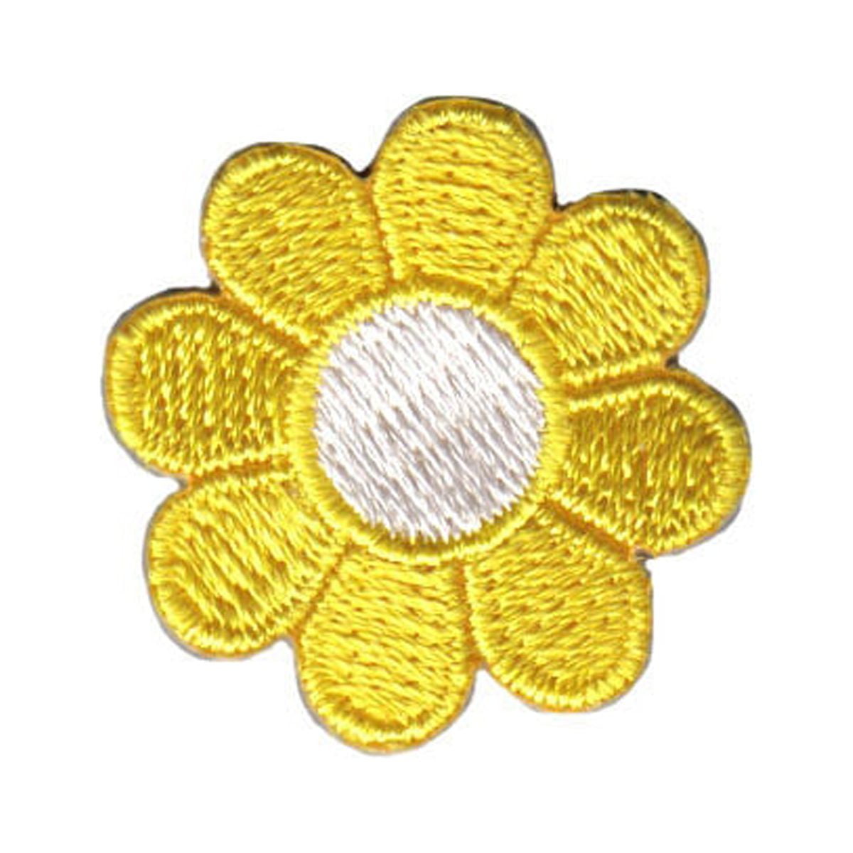 1" Daisy Yellow Petals White Center Patch Flower Embroidered Iron On ...