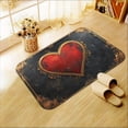 1 Dark-Background Floor Mat with Red Heart Print Pattern — Non-Slip ...
