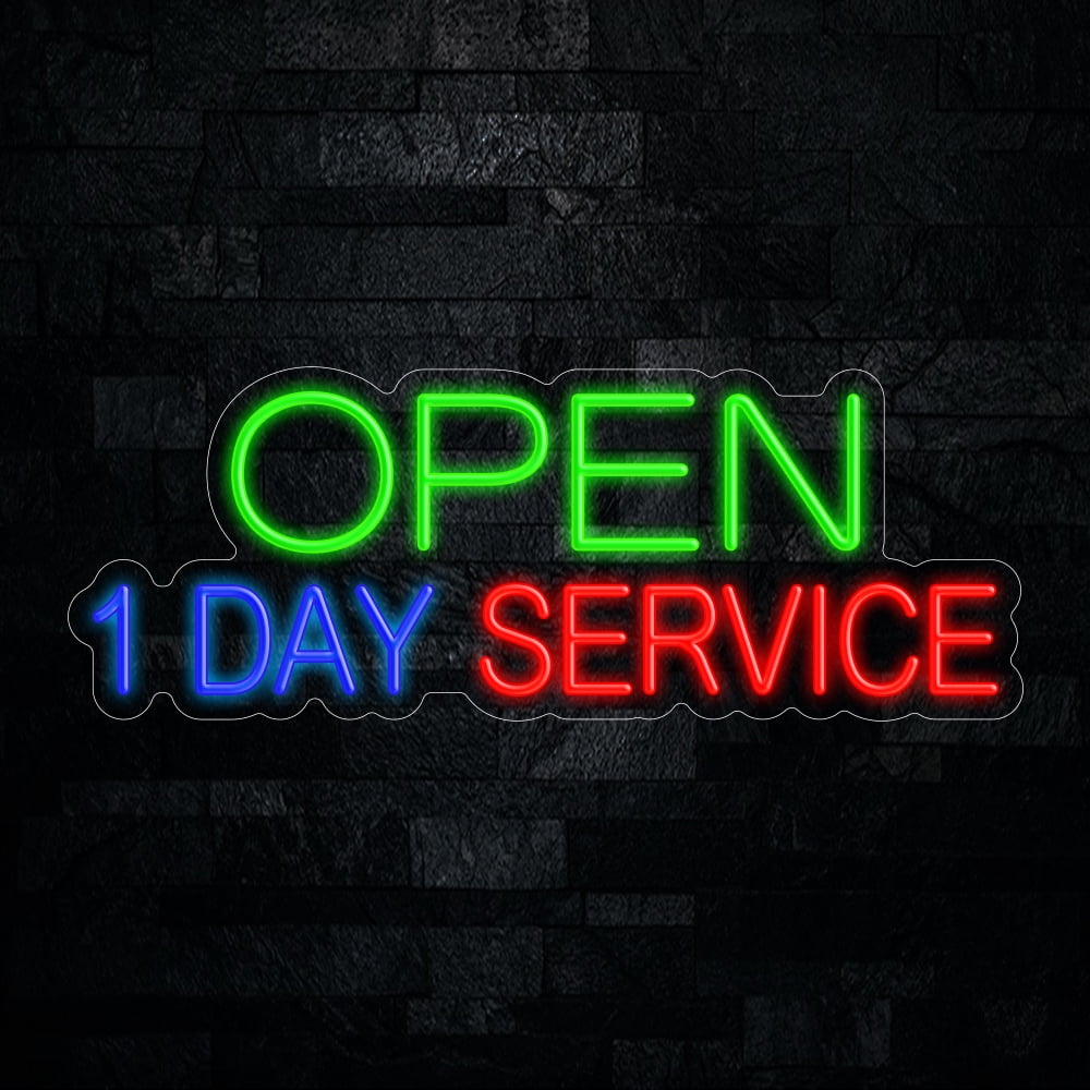 1 Day Service Open LED Neon Sign 27"L x 10"H #25001 - Walmart.com