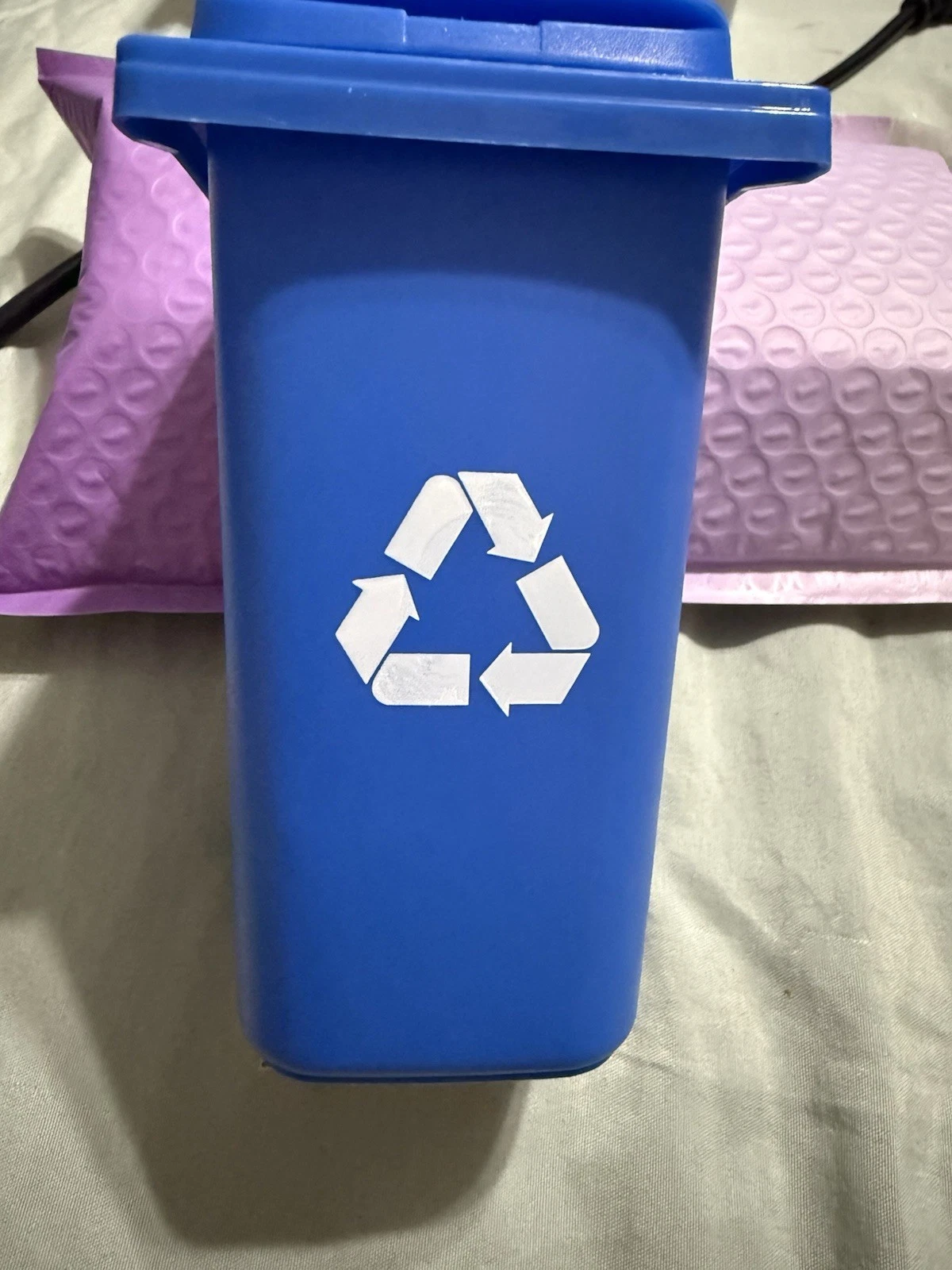 1 Desk Decor Pencil Holder Mini Blue Recycling Bin / Garbage Can 6In ...