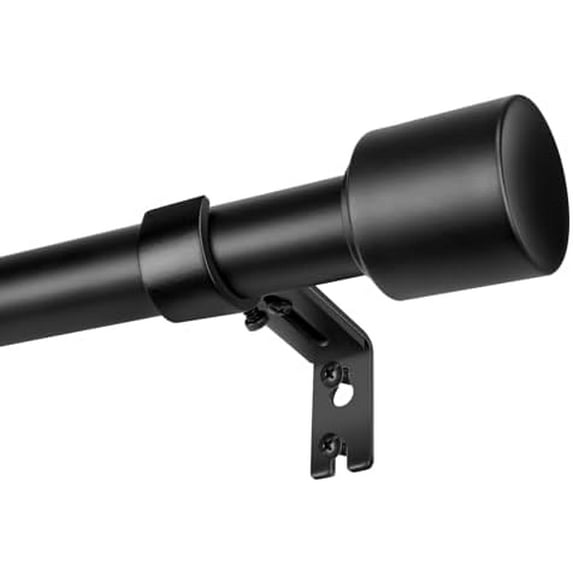 1' Diameter Matte Black Curtain Rod, 30-60 inch, Fits 30-54 Windows ...