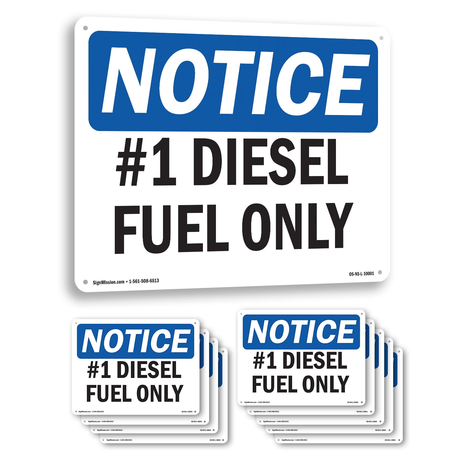 #1 Diesel Fuel Only OSHA Notice Aluminum Sign 18 Inch x 12 Inch - 10 ...