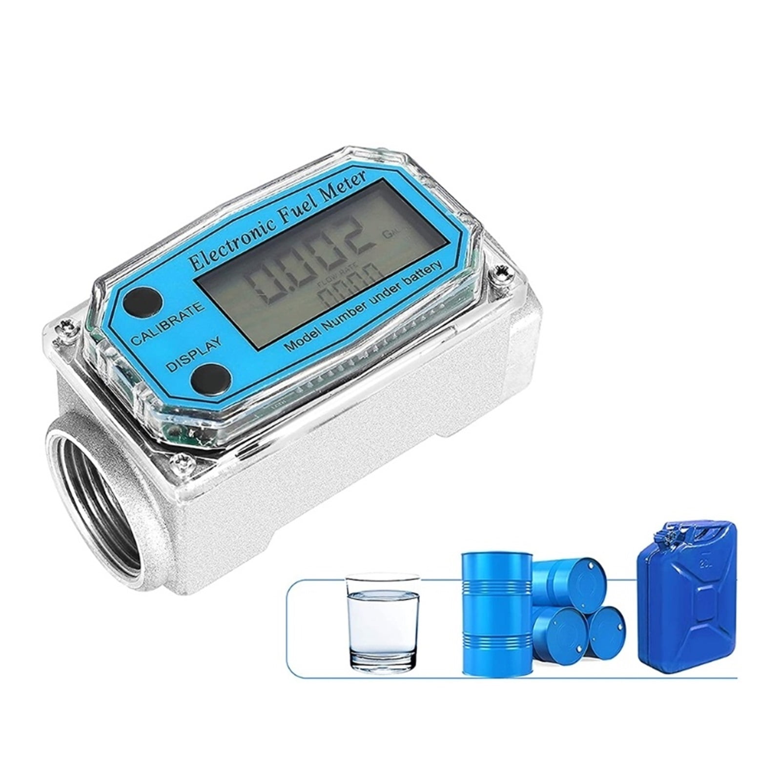 Flow Meter Compact Turbine Lcd Digital Display Flowmeter Gas Oil Fuel ...