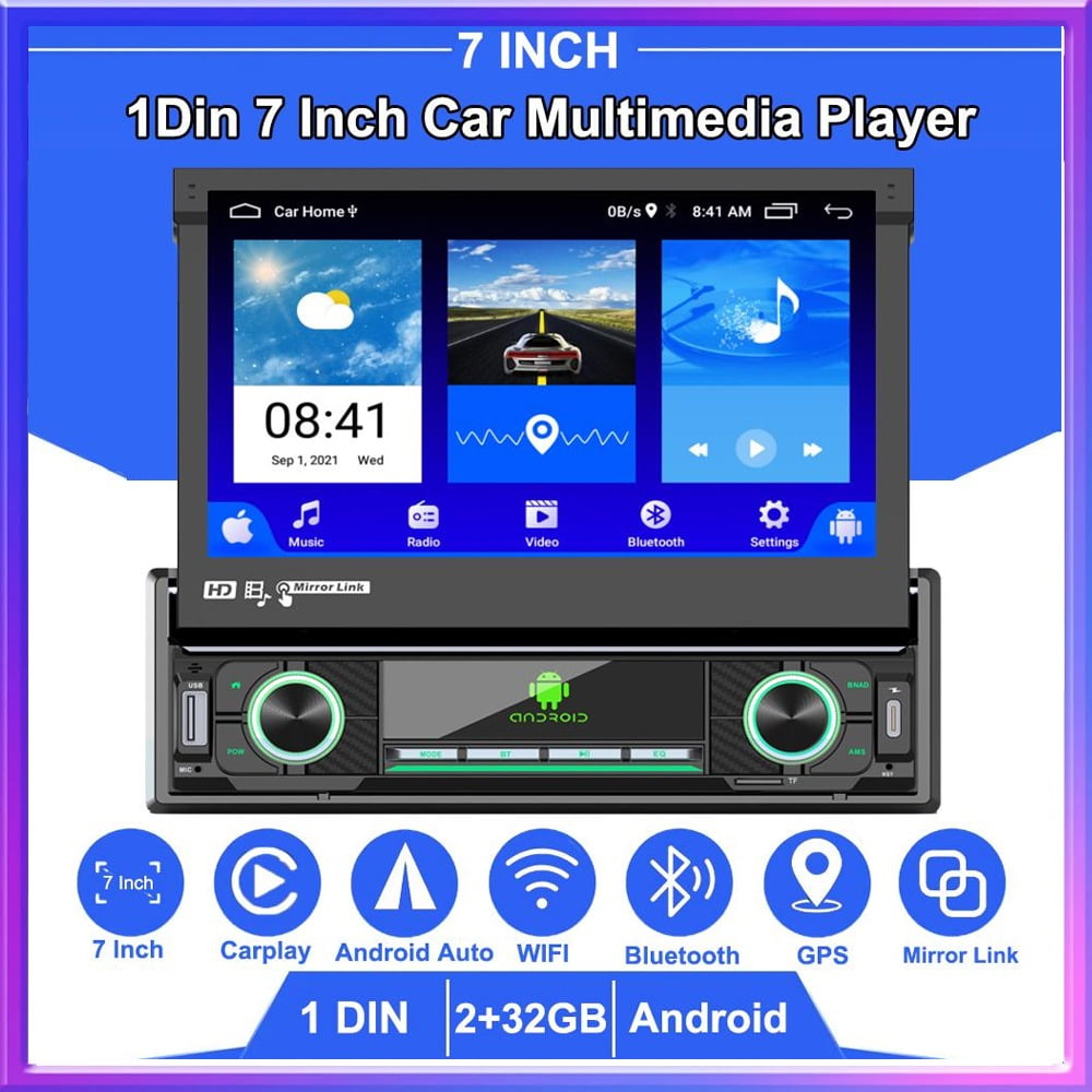 1 Din Carplay Car Radio Android auto Universal Multimedia Player 7 ...