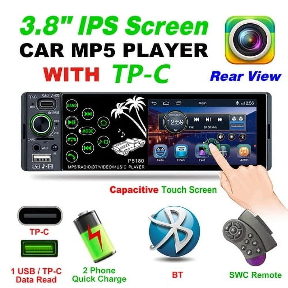 1 Din IPS Touch Screen MP5 Player Bluetooth Hands-Free Car Stereo Input ...
