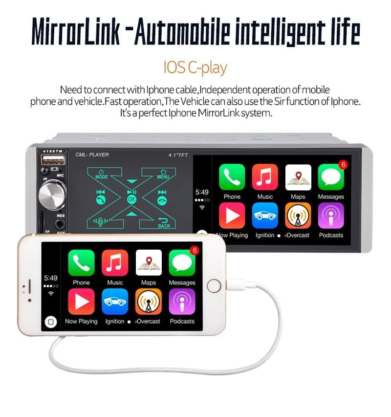 1 Din MP5 Car Radio 1080P Mirror Link 4188TM Artificial Intelligence ...
