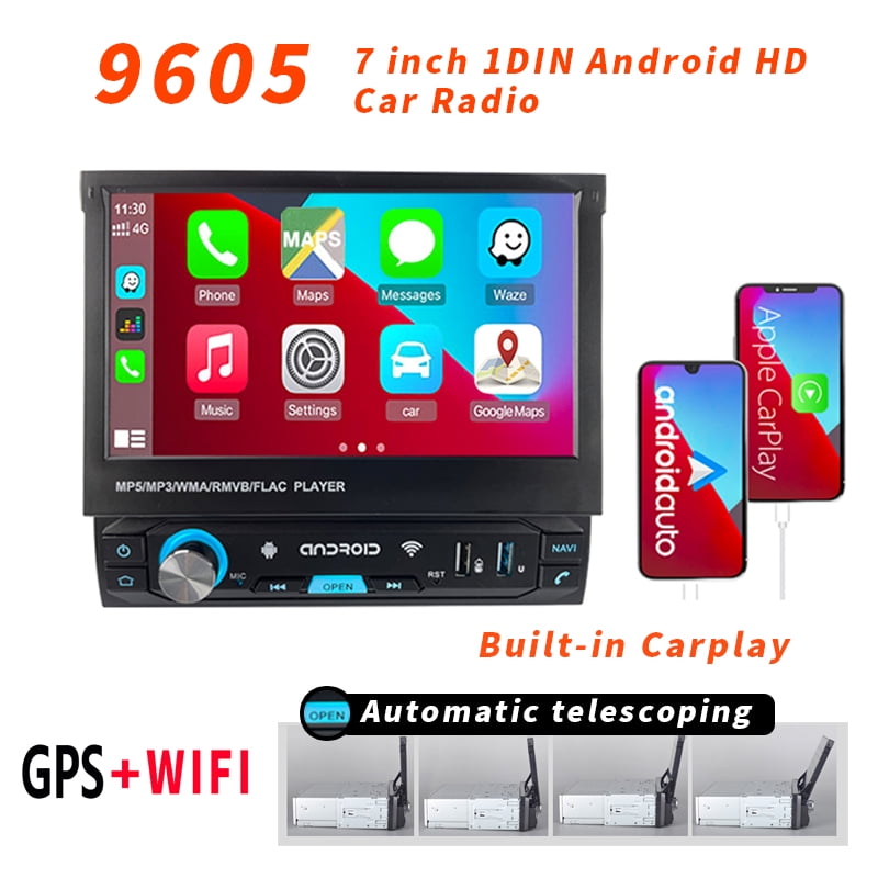 1 Din Retractable Touch Screen Radio Car Stereo Audio 7 inch MP5 MP4 ...