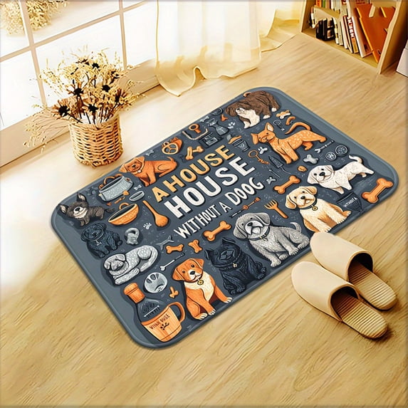 1 Dog-Themed Non-Slip Outdoor Mat - Highly absorbent microfiber ...