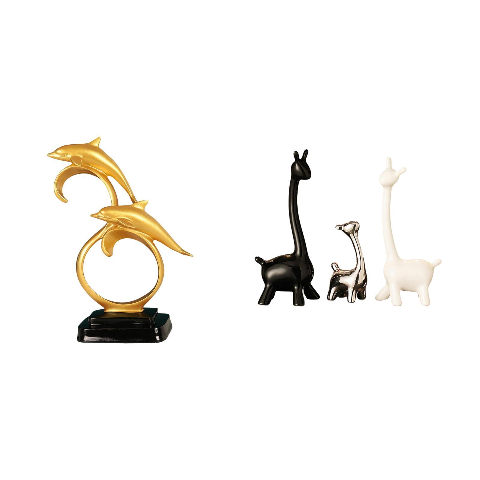1 Dolphin Statue 3 Giraffe Figurines Deer Collectible Ceramic ...