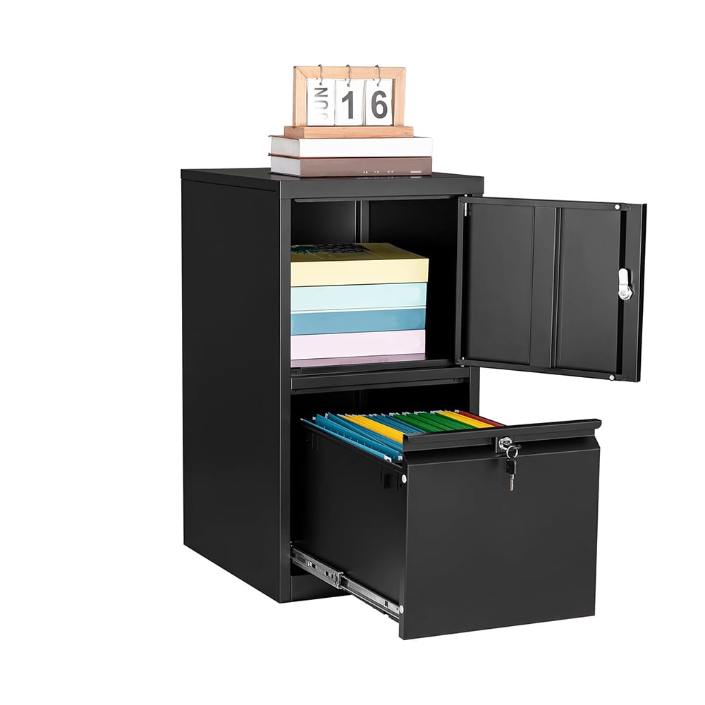 1 Door 1 Drawer File Cabinet with Lock, Metal Office Filing Cabinets ...