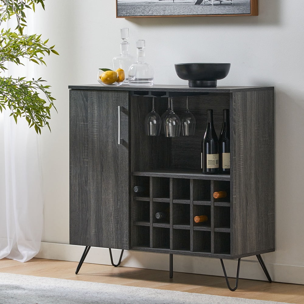 1-Door Buffet Bar Cabinet Kitchen Storage Sideboard Wine Rack Glass ...