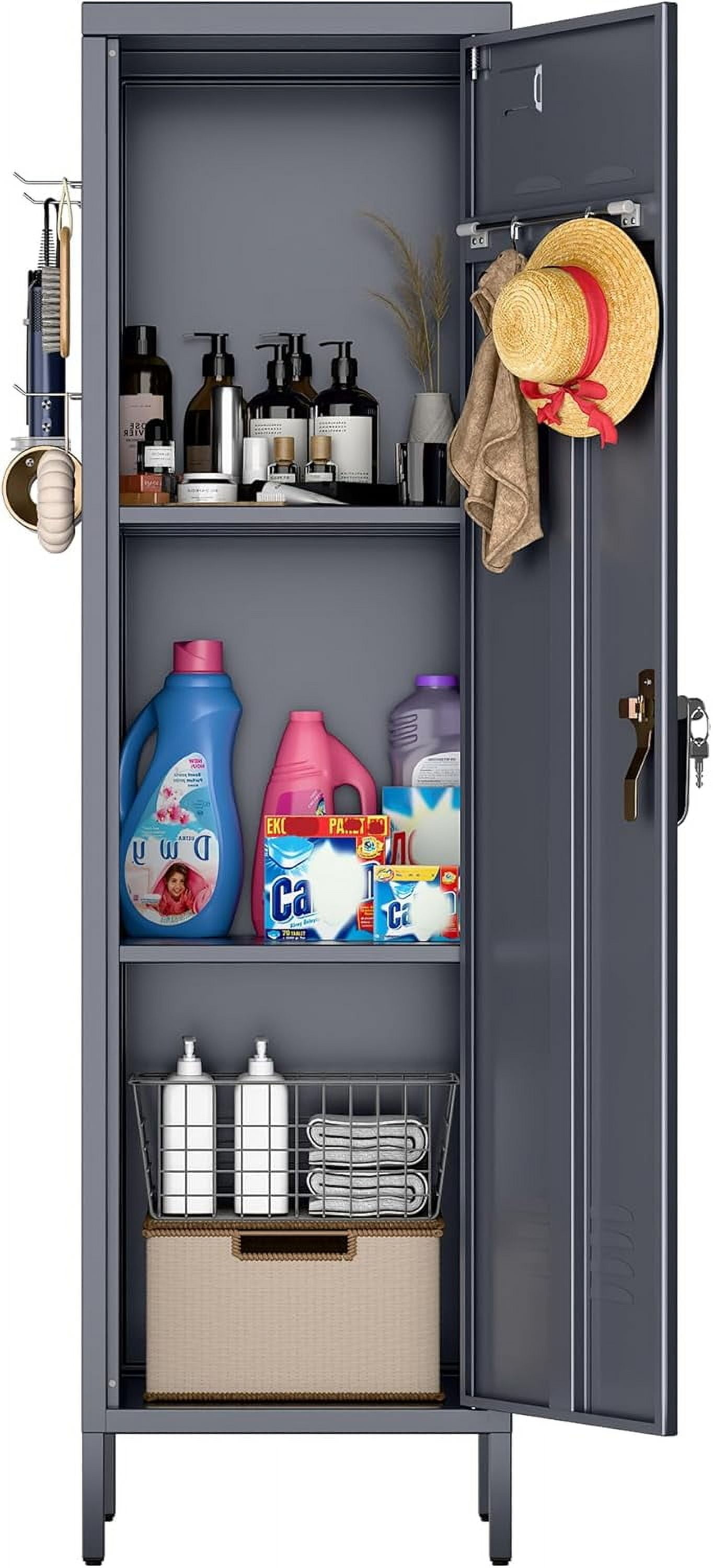 Lockers for Employees with Pegboard and Adjustable Shelves, Lockable ...