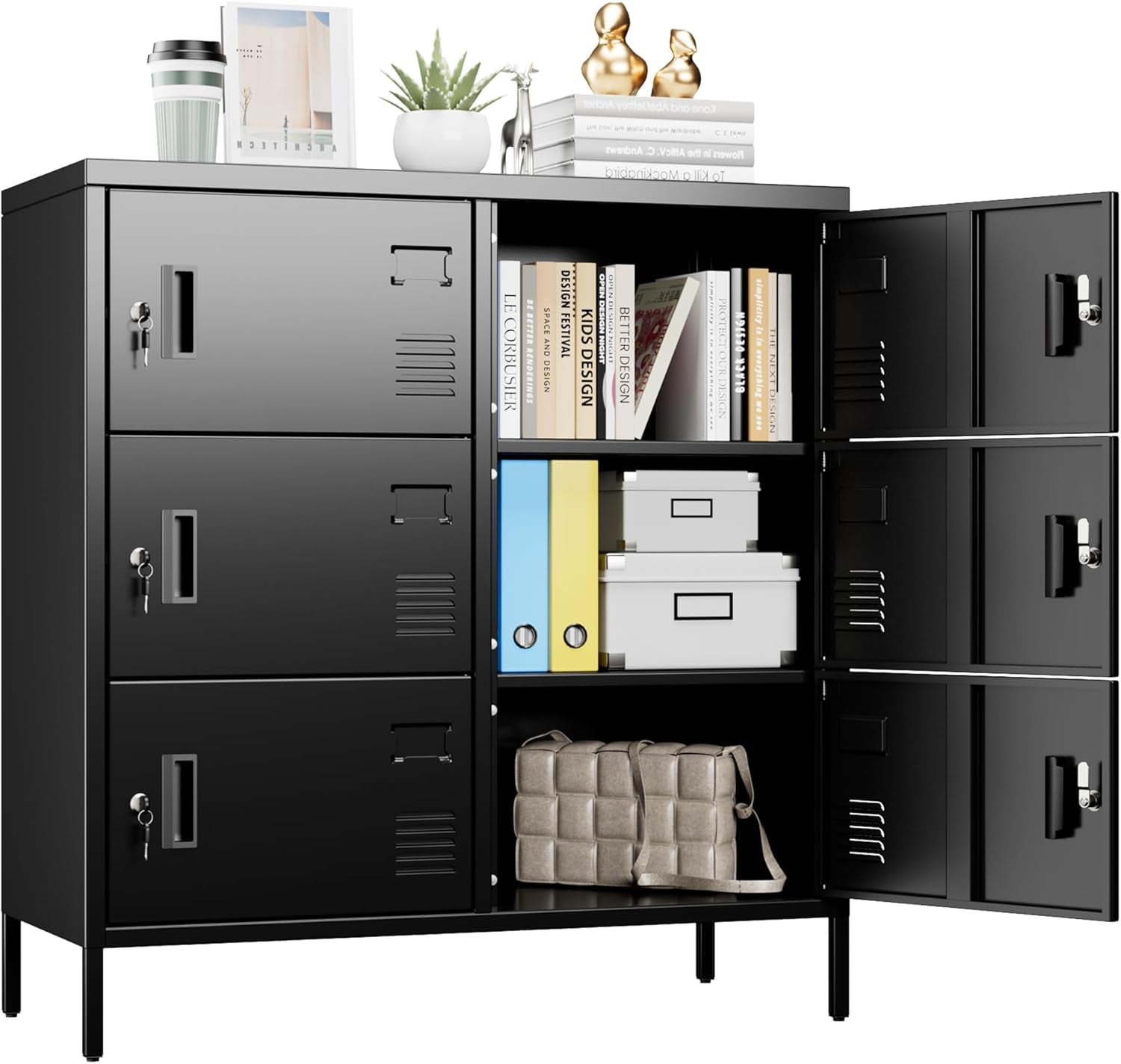 Lockers for Employees with Pegboard and Adjustable Shelves, Lockable ...