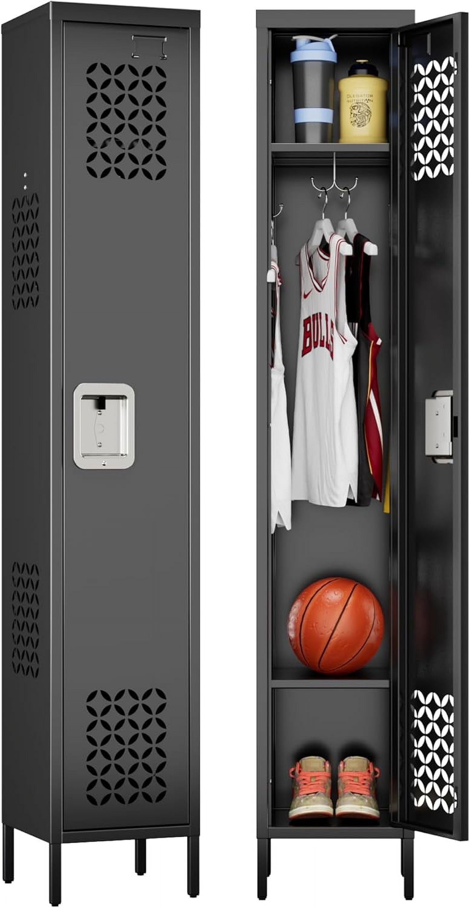 1 Door Metal Locker with Adjustable Shelves and 3 Hooks,Metal Lockers ...
