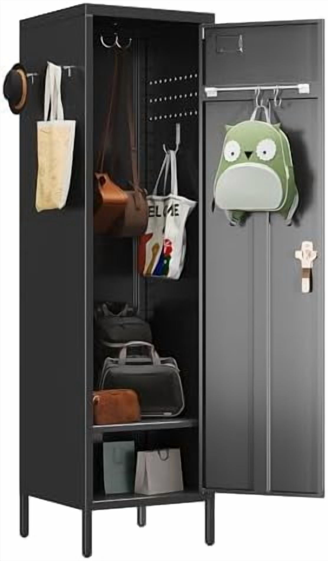 1 Door Metal Storage Locker with Handle and Hanging Rod,Metal Locker ...