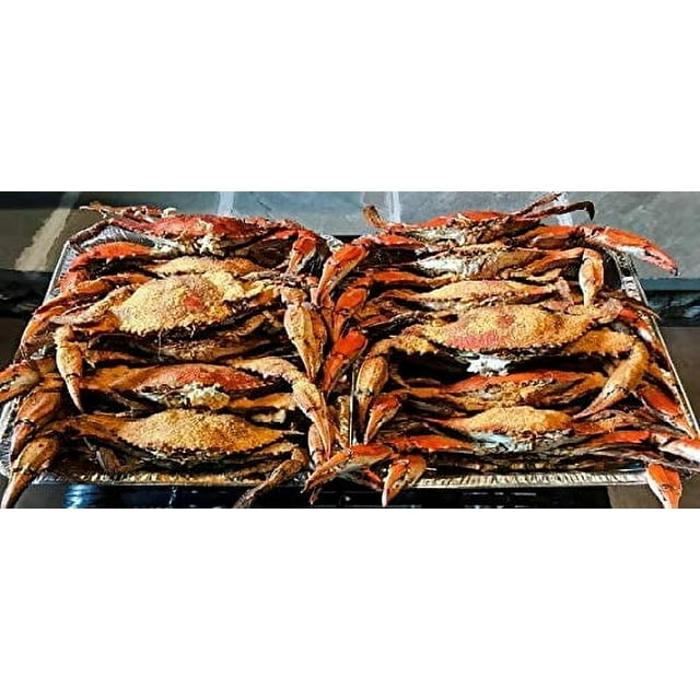 (1) Dozen Freshly Steamed Male Blue Crabs ((1 Dozen) Small Male Blue Crabs (5-5.5 Inches ...