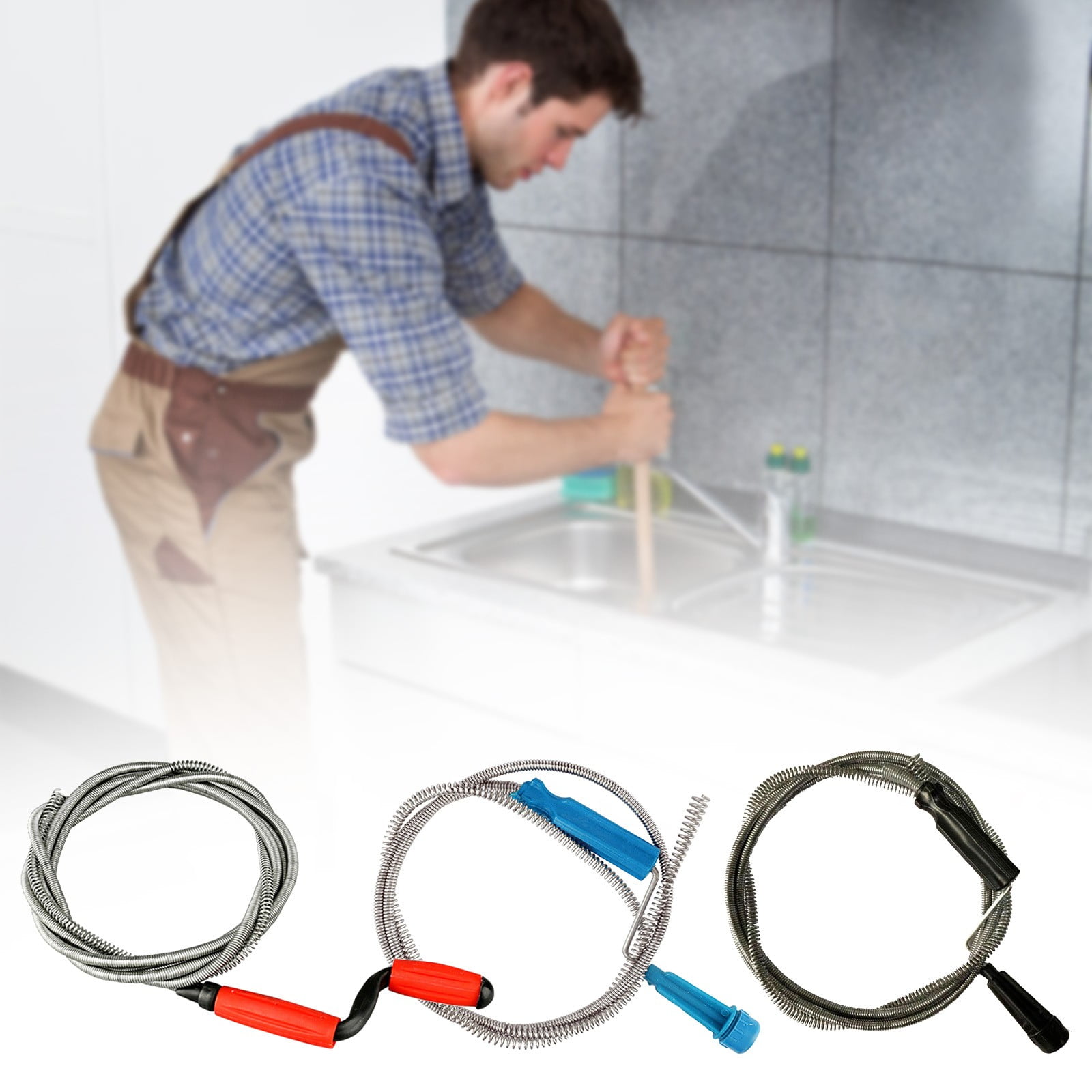 1*Drain Cleaner Clearance! Cleaner Drain Flexible Metal Spring Sink ...