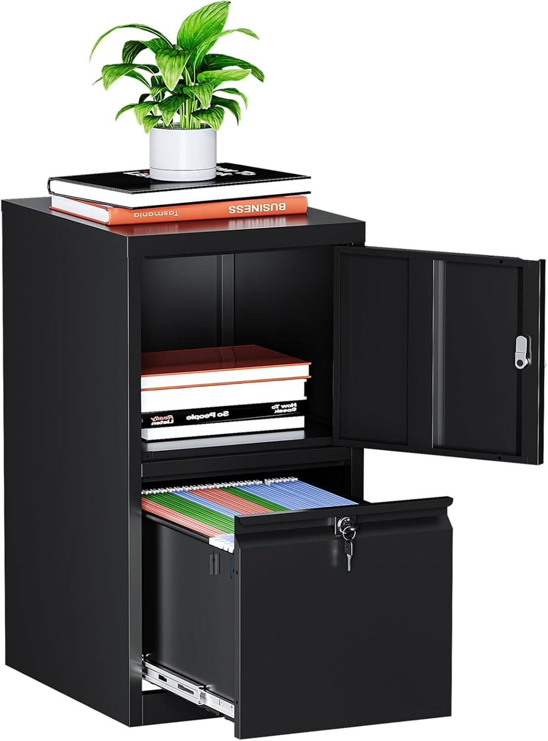 1 Drawer Filing Cabinet with Lock, Metal Vertical File Storage Cabinets ...