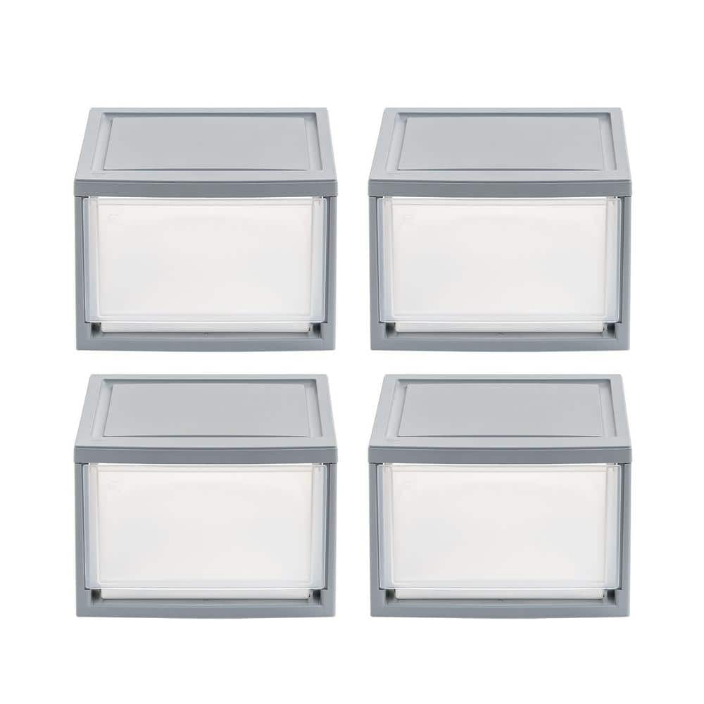1 Drawer Gray Stackable Storage Unit (11.88 in. W x 8.13 in. H) (4-Pack ...