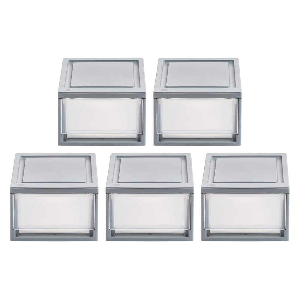 1 Drawer Gray Stackable Storage Unit (8.50 in. W x 5.38 in. H) (5-Pack ...
