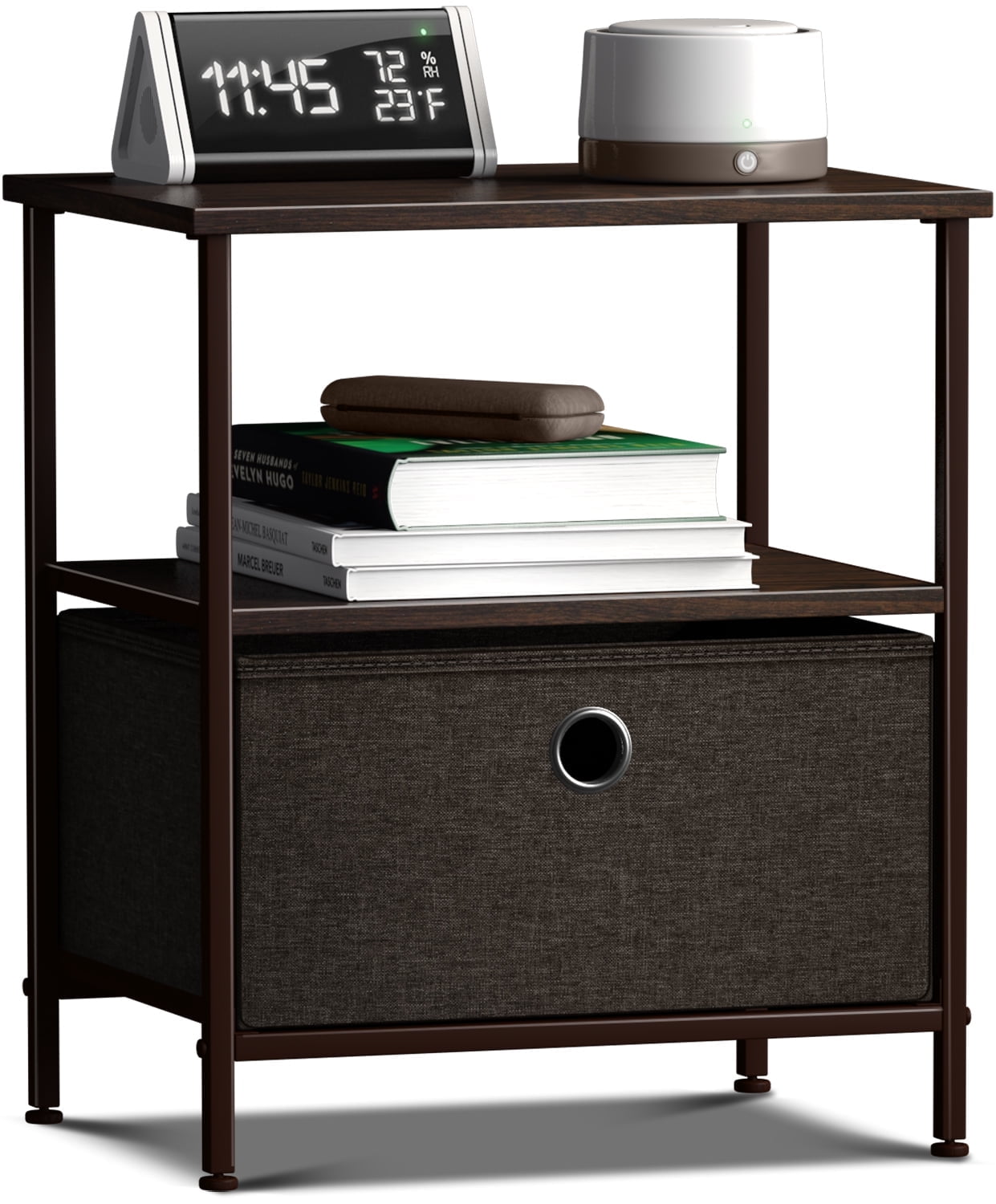 Sorbus 1 Drawer Table Dresser, Brown Wooden Bedroom Side Accent ...