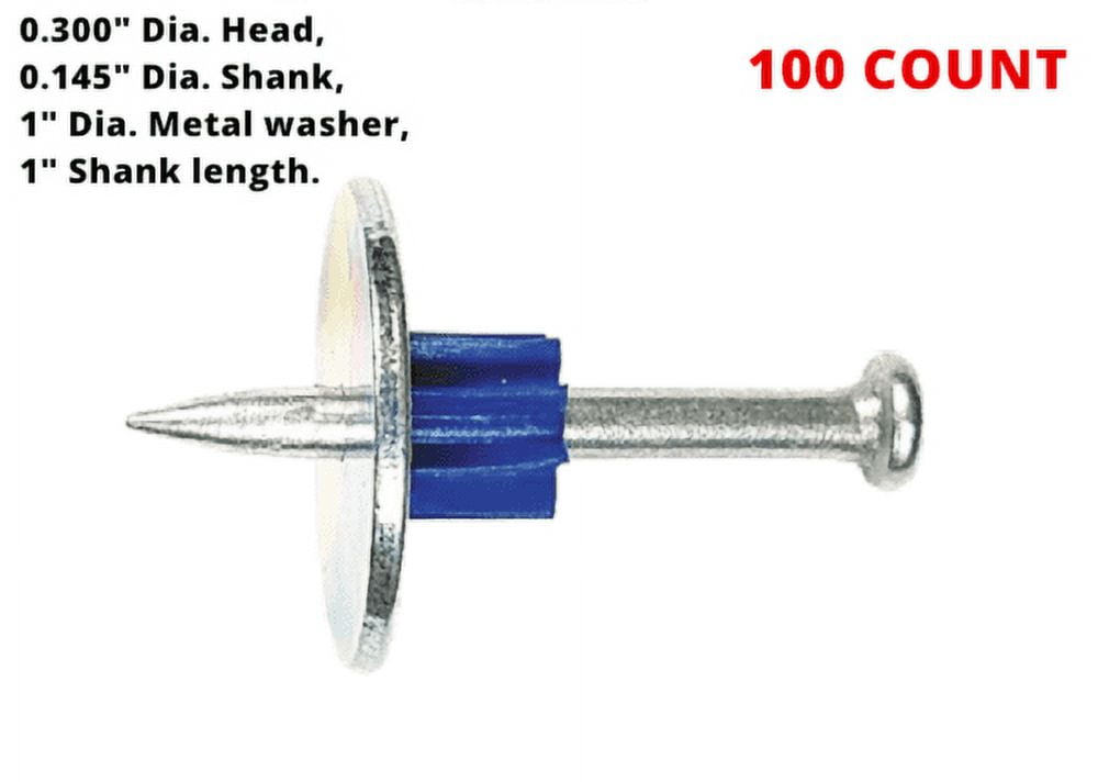 1" Drive Pins with 1" Washers for Shooting Hangers into Concrete ...