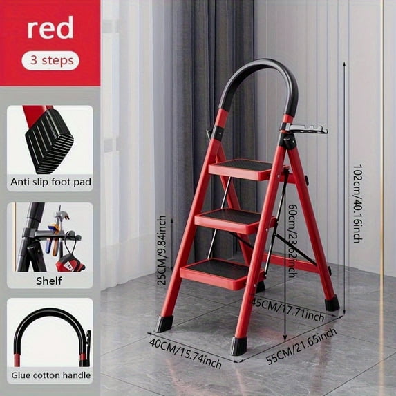 1 Durable 3/4/5-Step Folding Ladder, 500 lbs Capacity, Non-Slip Steps ...
