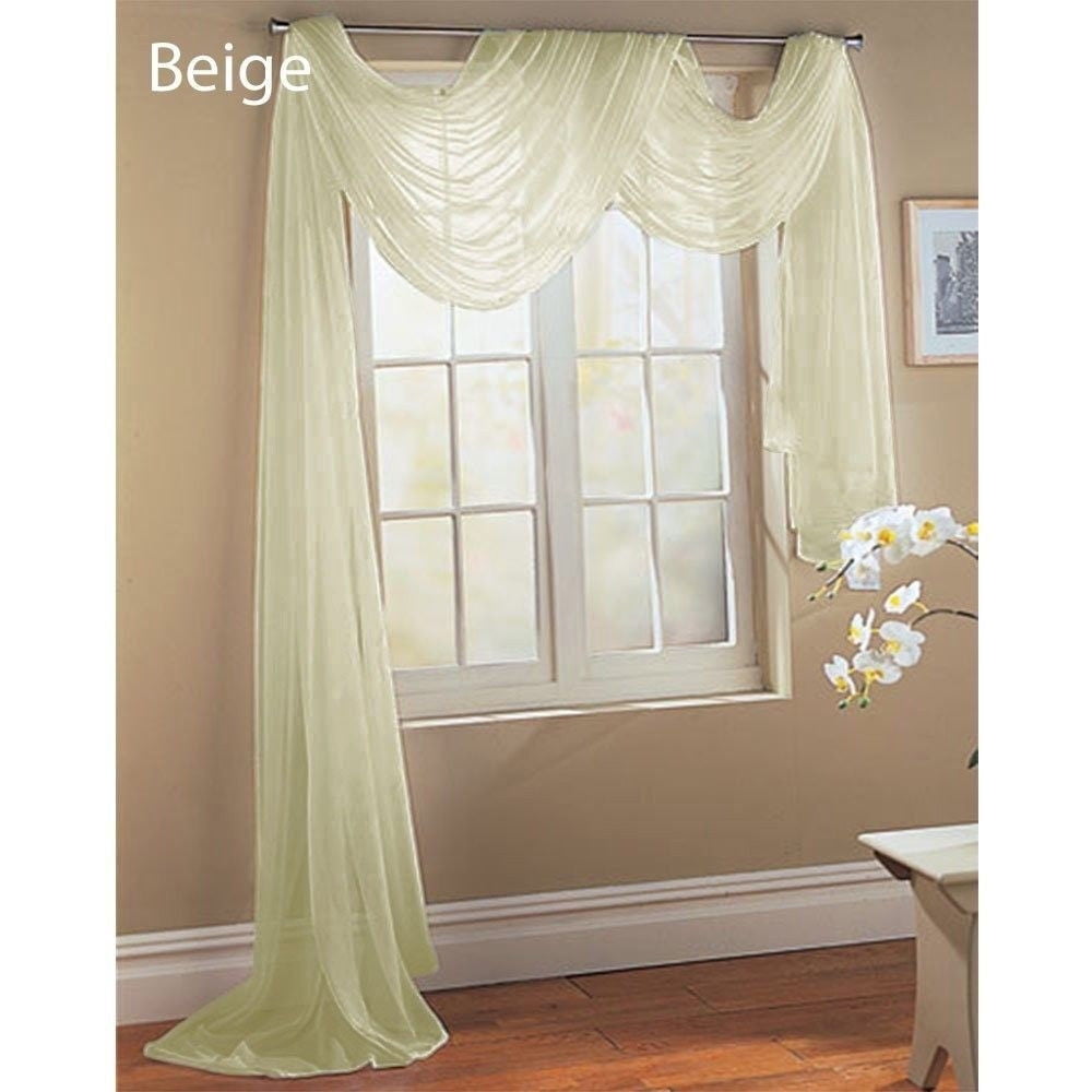 1 ELEGANCE SHEER VALANCE SCARF TOPPER SWAG WINDOW TREATMENT COVERING ...