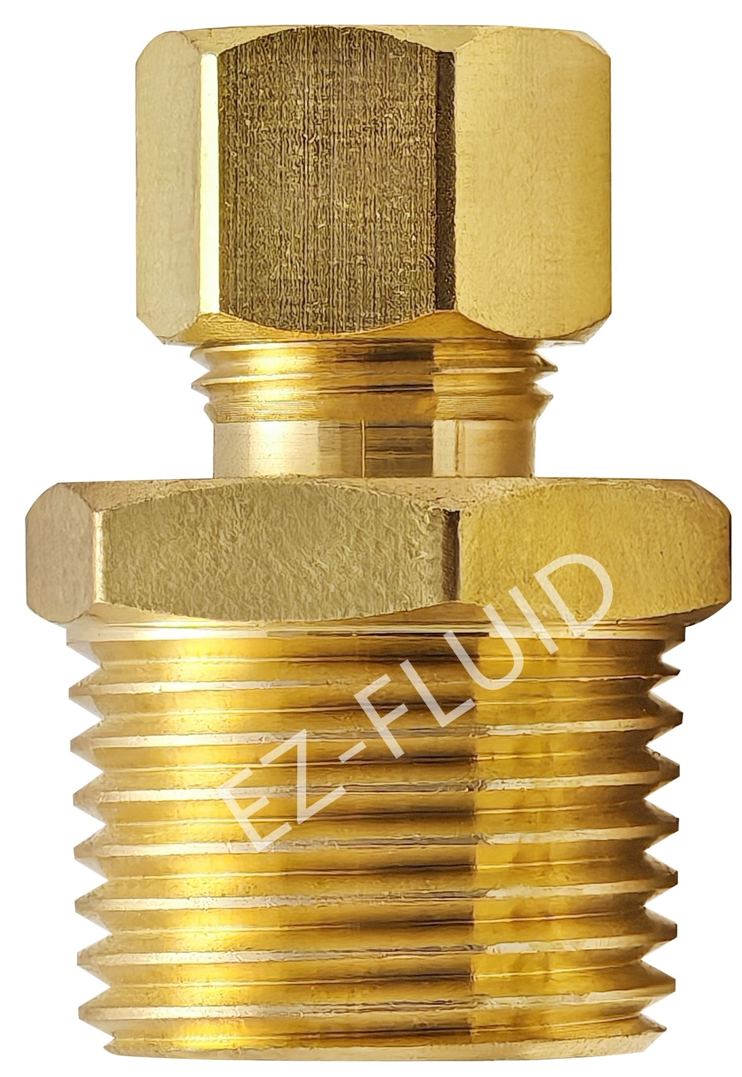 (1) EZ-Fluid 1/4" Comp. x 3/8" MIP Male Adapter Reducing Union Coupling ...