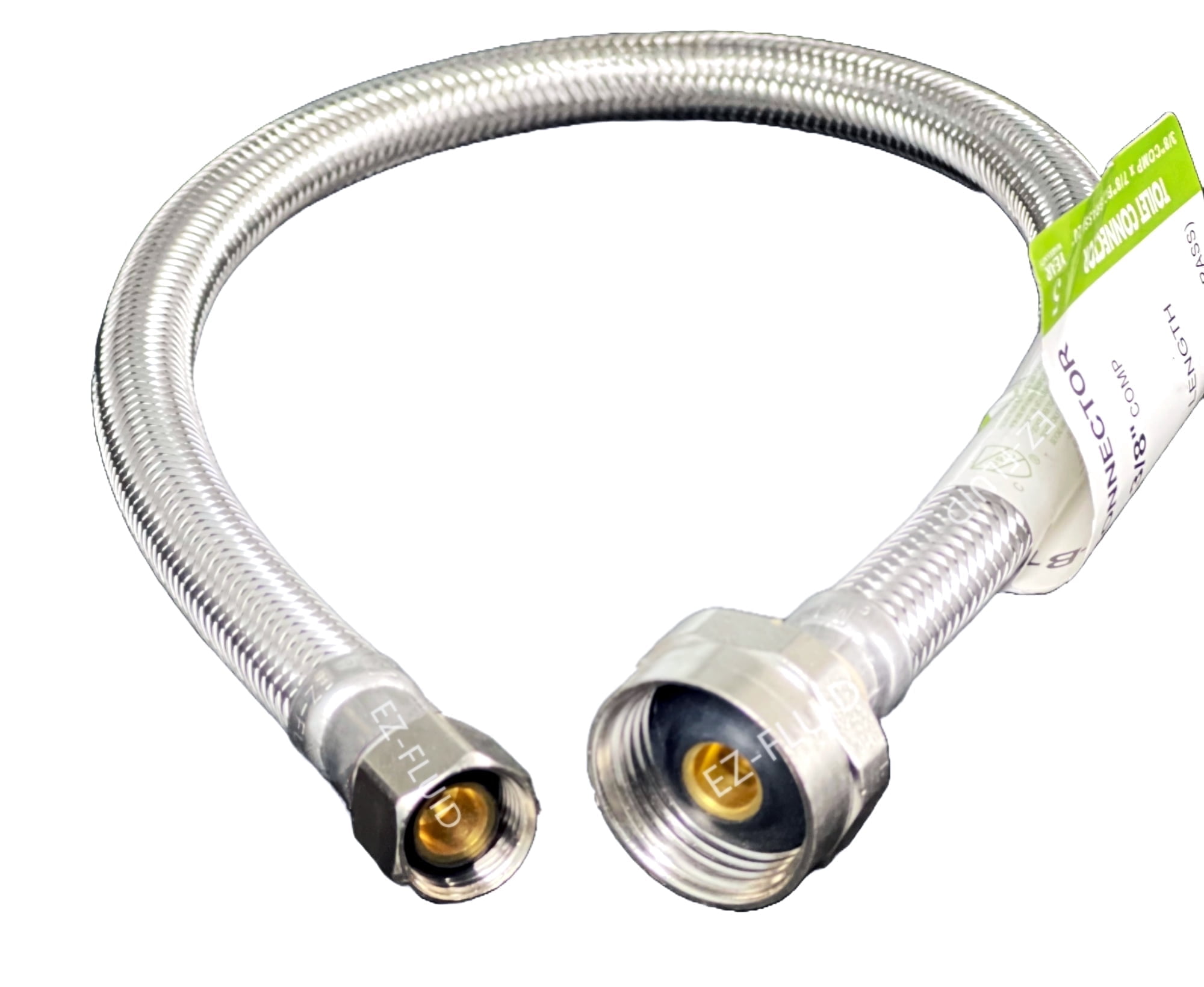 EZ-Fluid 12-Inch Metal Nut Toilet Water Supply Connector, 3/8" x 7/8 ...