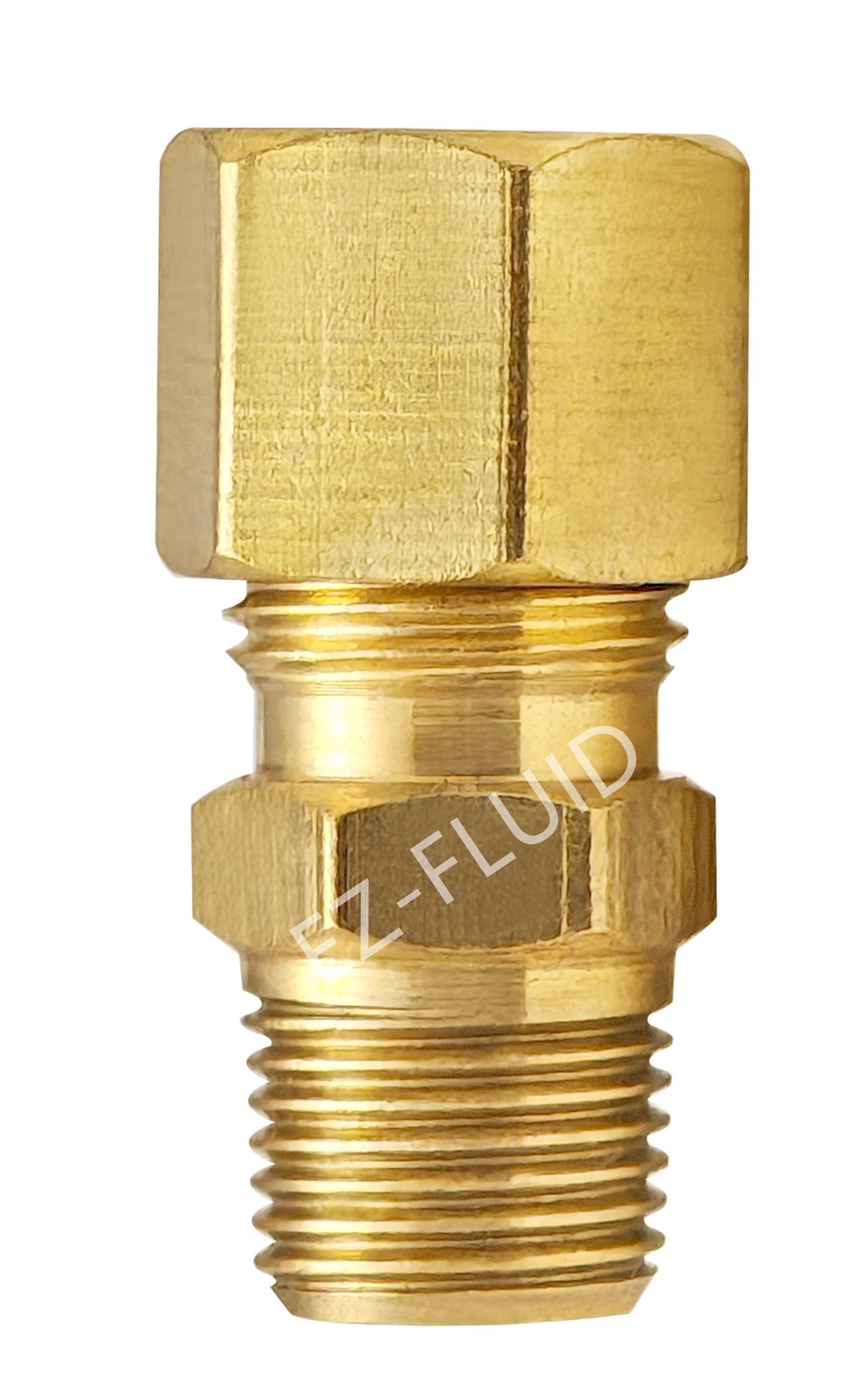 (1) EZ-Fluid 3/8" Comp. x 1/4" MIP Male Adapter Reducing Union Coupling ...