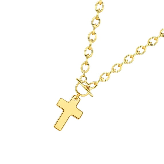 1. Elegant 14K Gold Plated Crucifix Necklace For Women Lightweight OT Clasp Chain Stylish ...