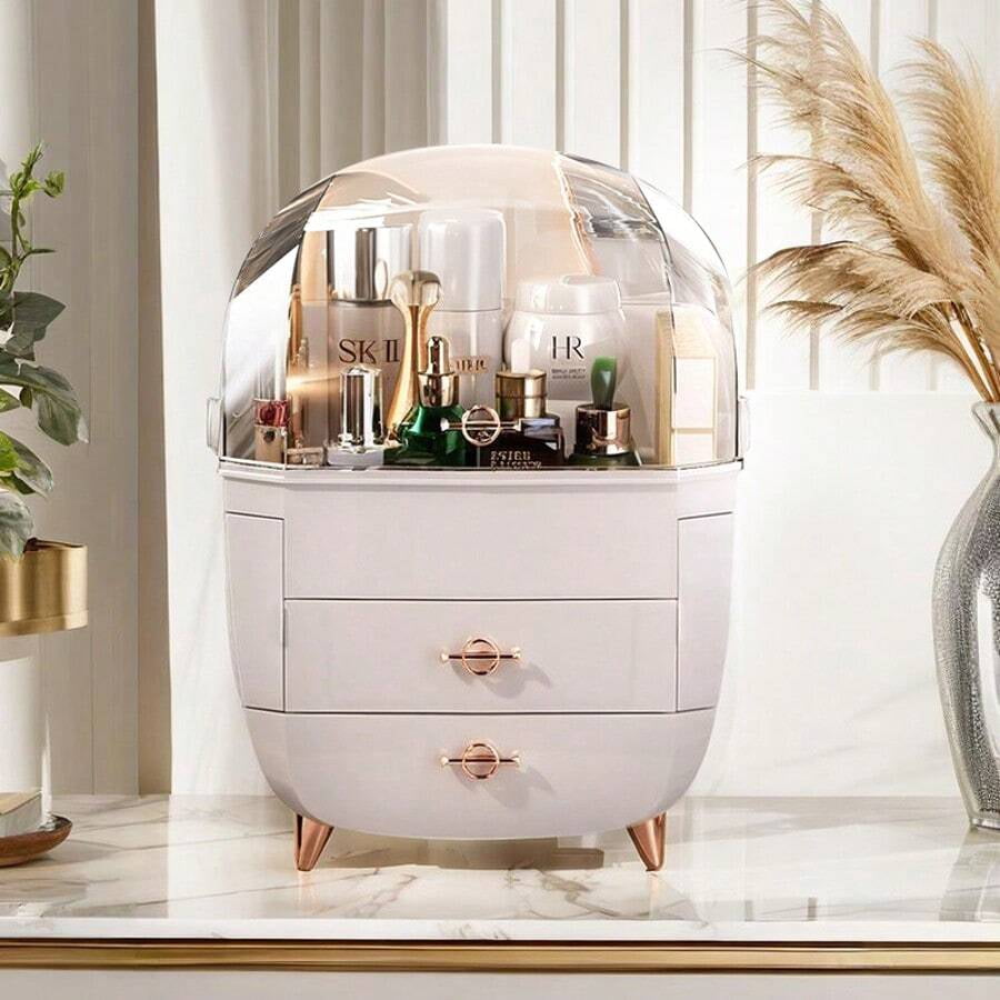 1 Elegant Transparent Cosmetics Organizer With Drawers - Dust-Resistant ...