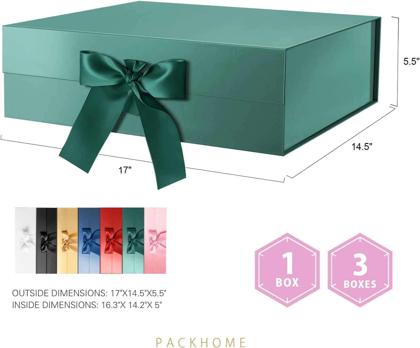 1 Extra Large Gift Box with Ribbon 16.3x14.2x5 Inches, 1 Extra Large ...