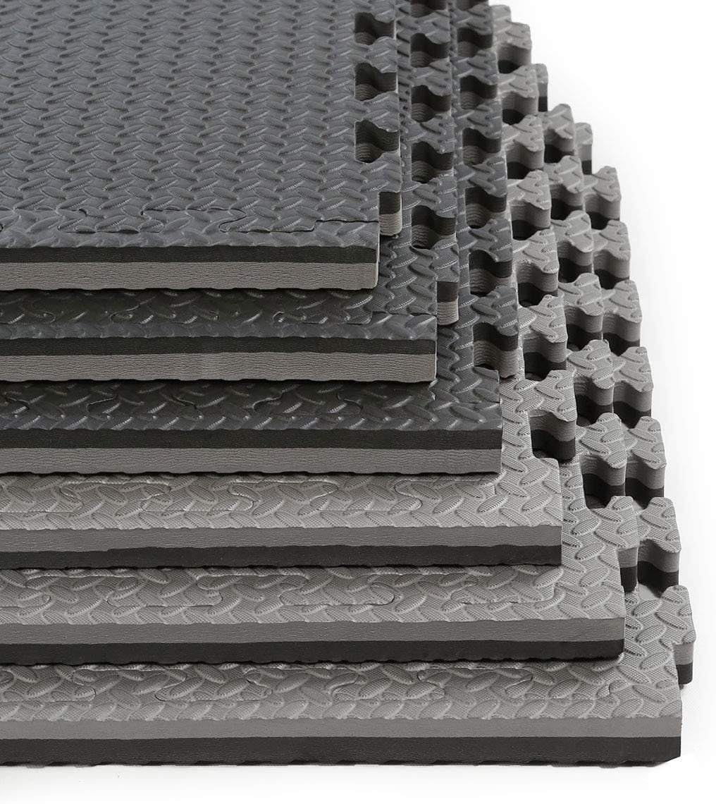 1" Extra Thick 48 sq ft Reversible EVA Gym Foam Floor Mat Tiles (24" x ...