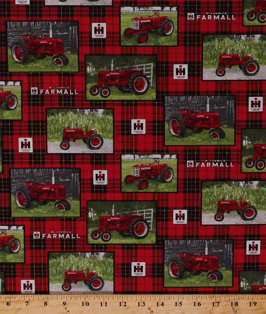 1 FAT QUARTER - Farmall Tractors Logo Farming Farm Country Fences ...