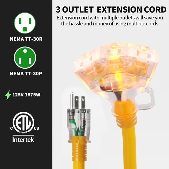 Extension Cords 12 Gauge Adapters Multi Outlets
