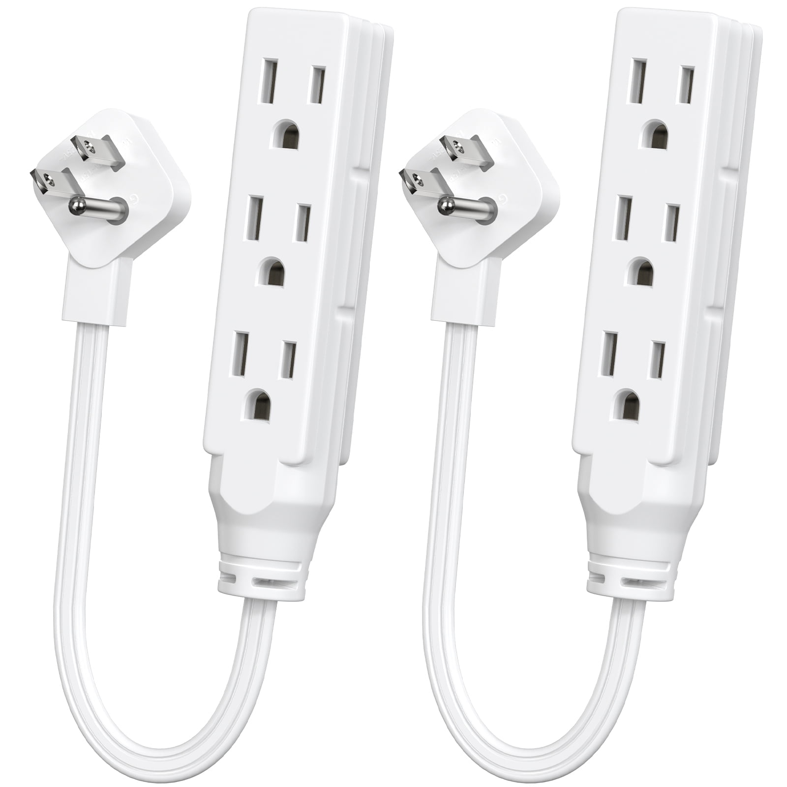 1 FT Short Power Extension Cord, 3 Outlet, SJT 16 AWG Flexible Power ...