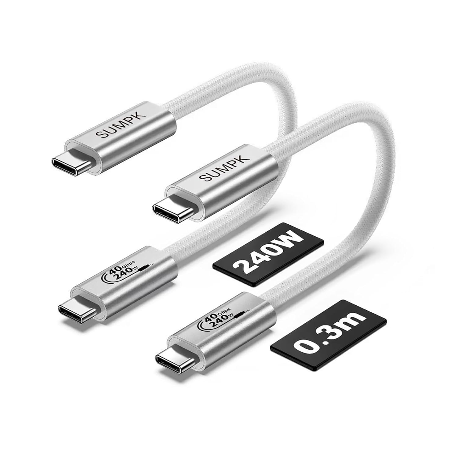 1 FT Short USB4 Cable 2 Packs, 240W USB C to USB C 40gbps Fast Charging ...