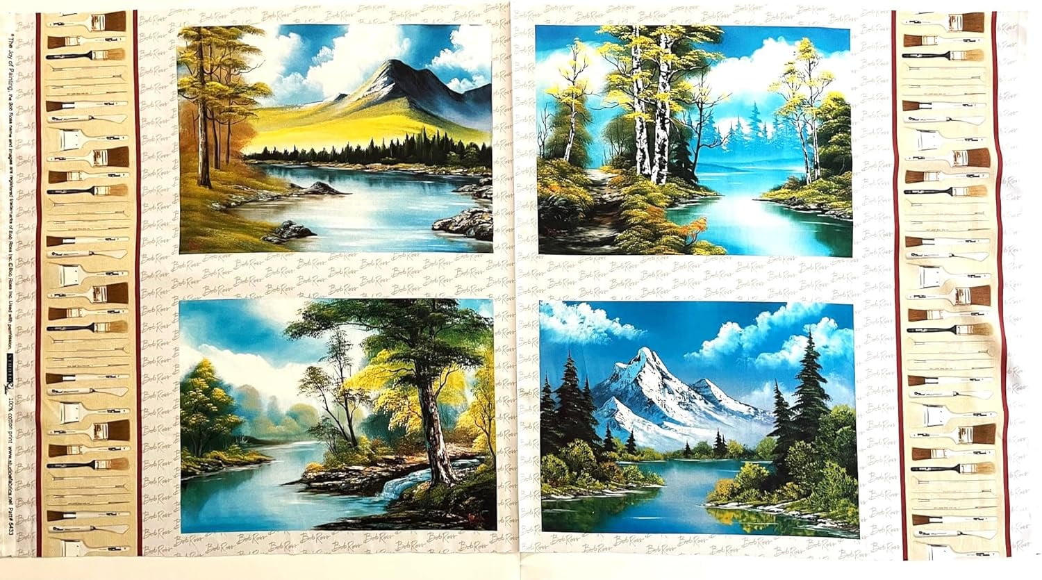 1 Fabric Panel - Mountain Scene Paintings Joy of Painting Bob Ross ...