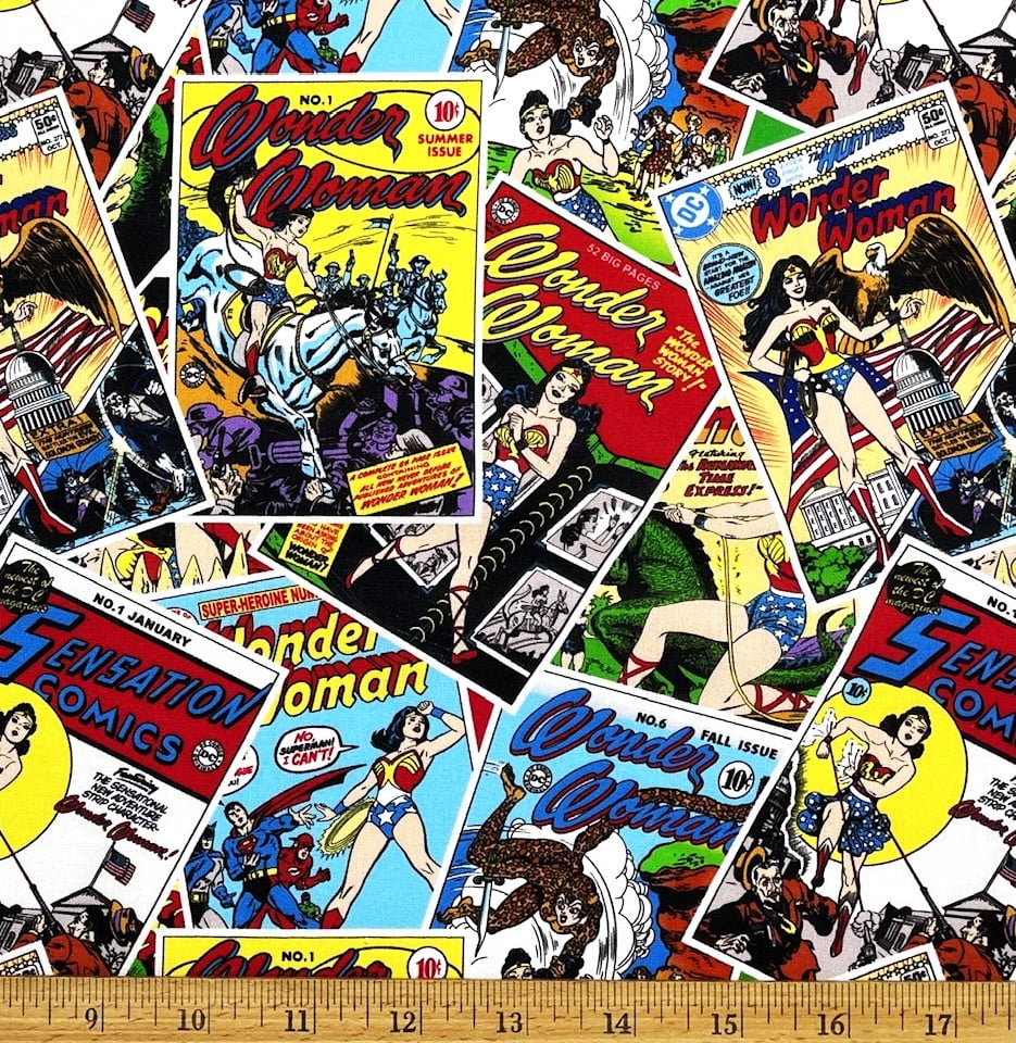1 Fat Quarter - DC Comics Wonder Woman Hero Comic Cotton Fabric - 18" x ...