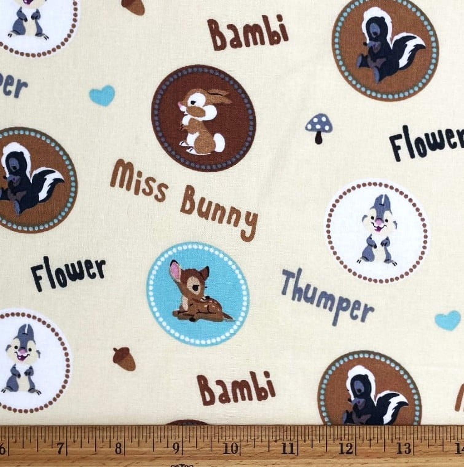 1 Fat Quarter - Disney Bambie Thumper & Flower on Pale Yellow Cotton ...