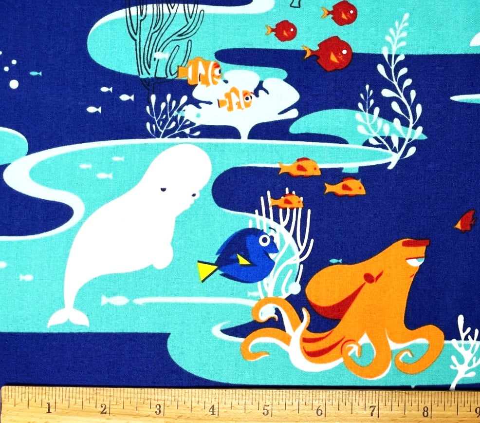 1 Fat Quarter - Disney Finding Dory & Friends Cotton Fabric - Nemo ...