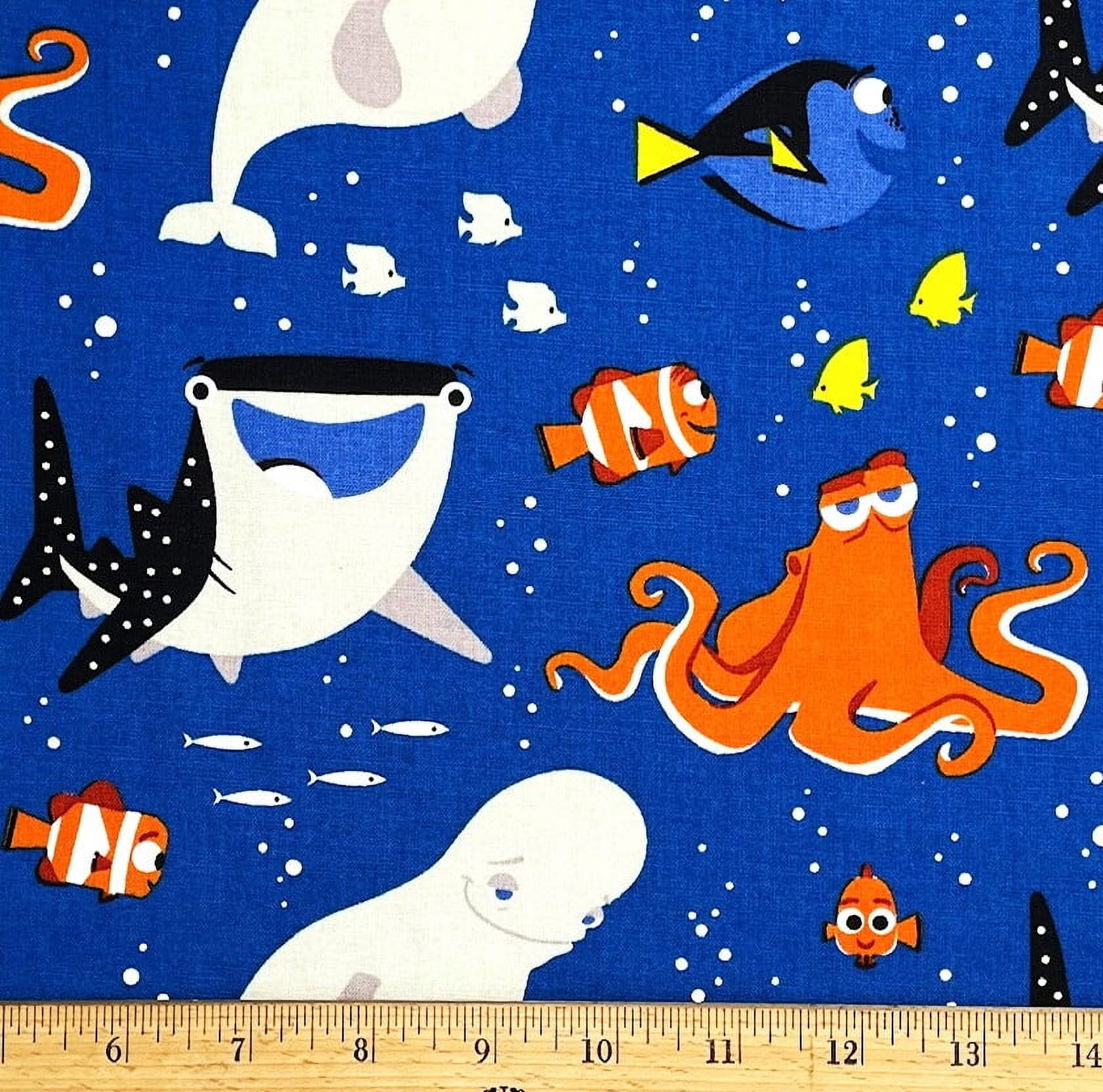 1 Fat Quarter - Disney Finding Dory Nemo & Friends on Blue Cotton ...