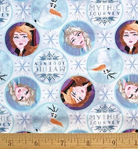 1 Fat Quarter - Disney Frozen Elsa & Anna on Blue Mystic Journey Cotton ...