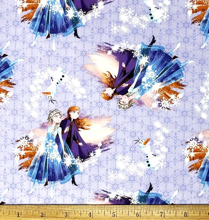 1 Fat Quarter - Disney Frozen Elsa & Anna on Lavender Cotton Fabric ...