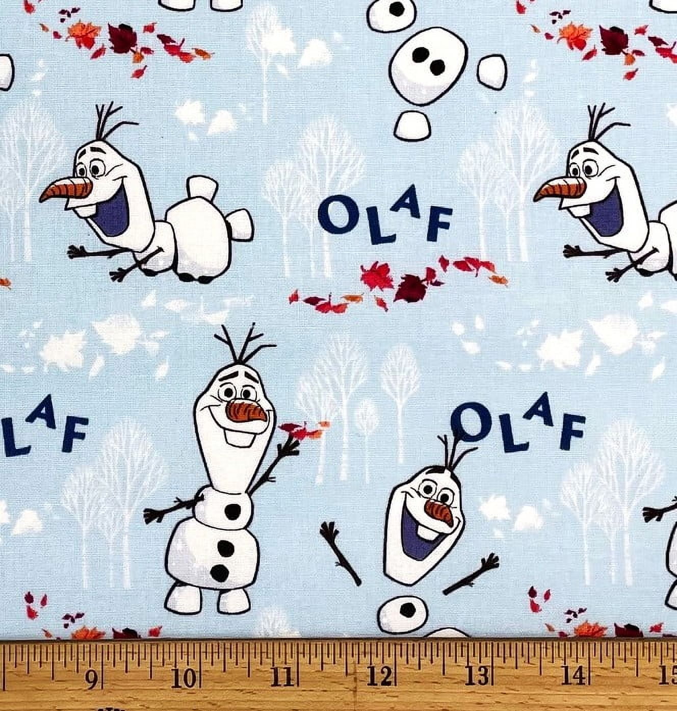 1 Fat Quarter - Disney Frozen Olaf on Blue Cotton Fabric - 18" X 21 ...
